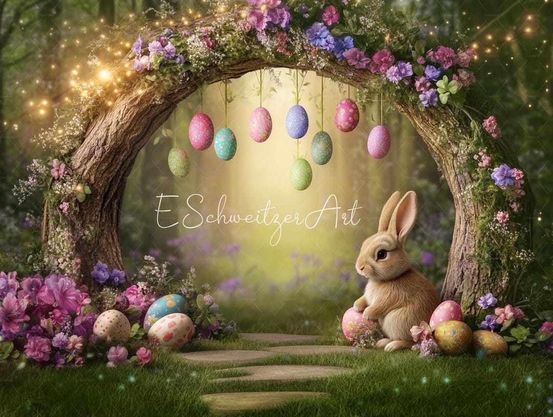Easter Archway Fantasy Forest Digital Backdrop. Children Photography ...