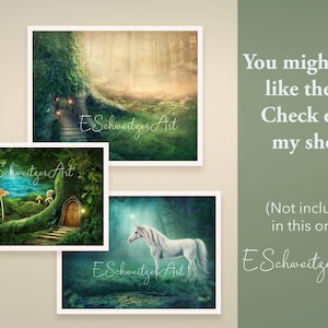 Enchanted Forest Background With Lanterns. Digital Magical Backdrop ...