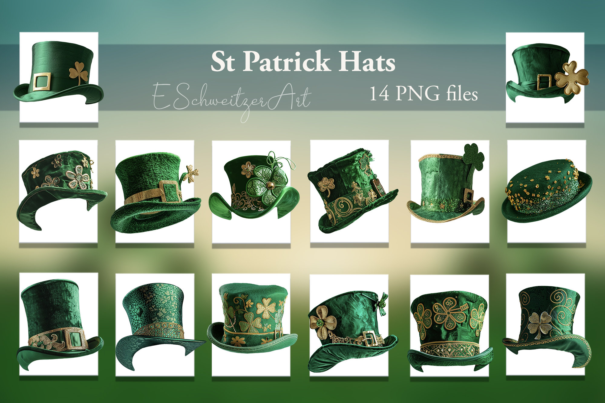 St Patrick Day Green Hats Overlays. Leprechaun Hat Cap PNG Files. for ...