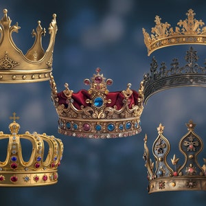 King Golden Crowns Photo Overlay. 15 PACK. Royal Medieval Crown. PNG ...