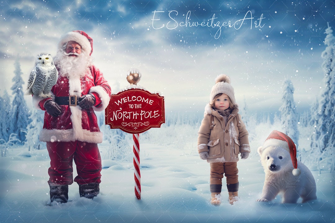 Santa Claus North Pole Digital Backdrop for Children Photography. Magic ...