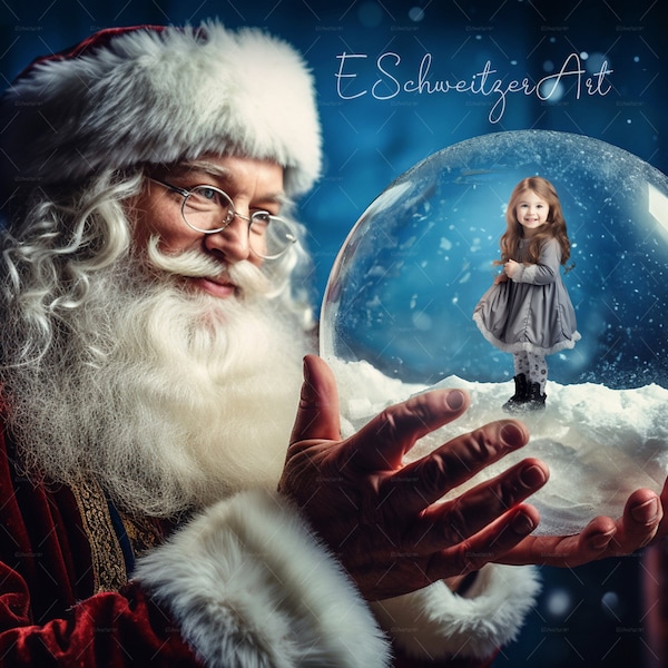 Santa Snow Globe Christmas Digital Backdrop - Etsy
