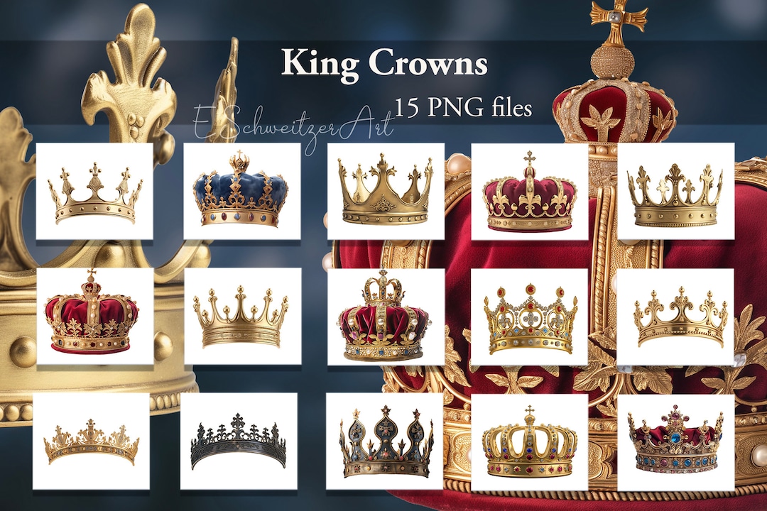 King Golden Crowns Photo Overlay. 15 PACK. Royal Medieval Crown. PNG ...