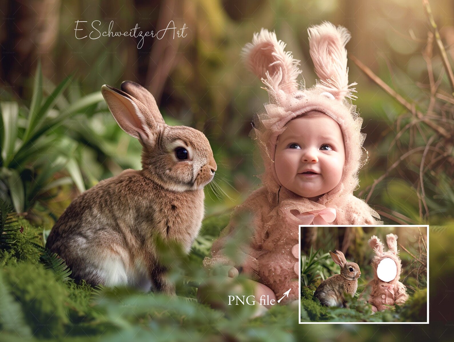 Easter Newborn PNG Files Face Insert. 4 Set Digital Backdrop. Little ...