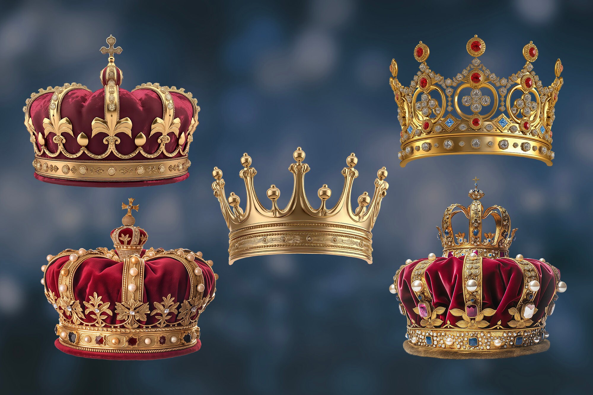 King Golden Crowns Photo Overlay. 15 PACK. Royal Medieval Crown. PNG ...