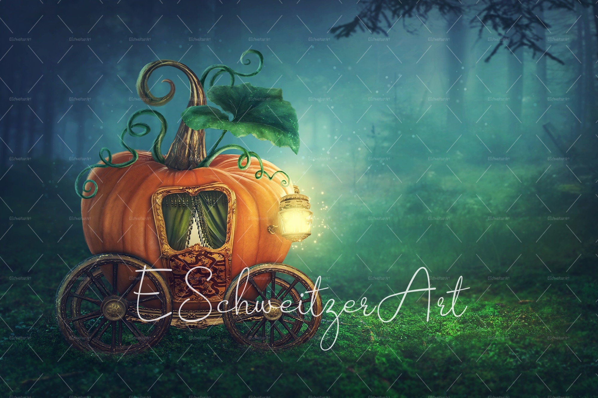 Cinderella Pumpkin Coach Backdrop for Photography Composites. Digital ...