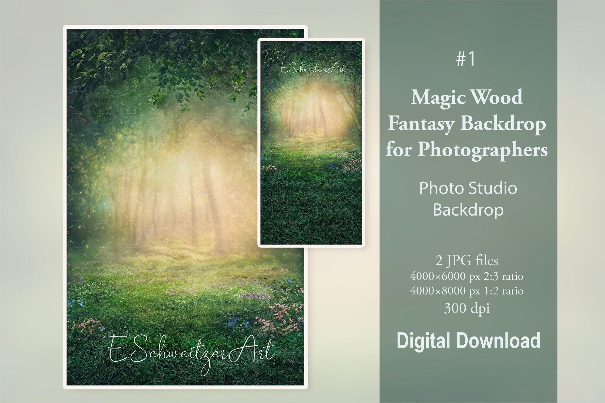 Magic Forest Digital Backdrop. Fantasy Wood Vertical Background for ...