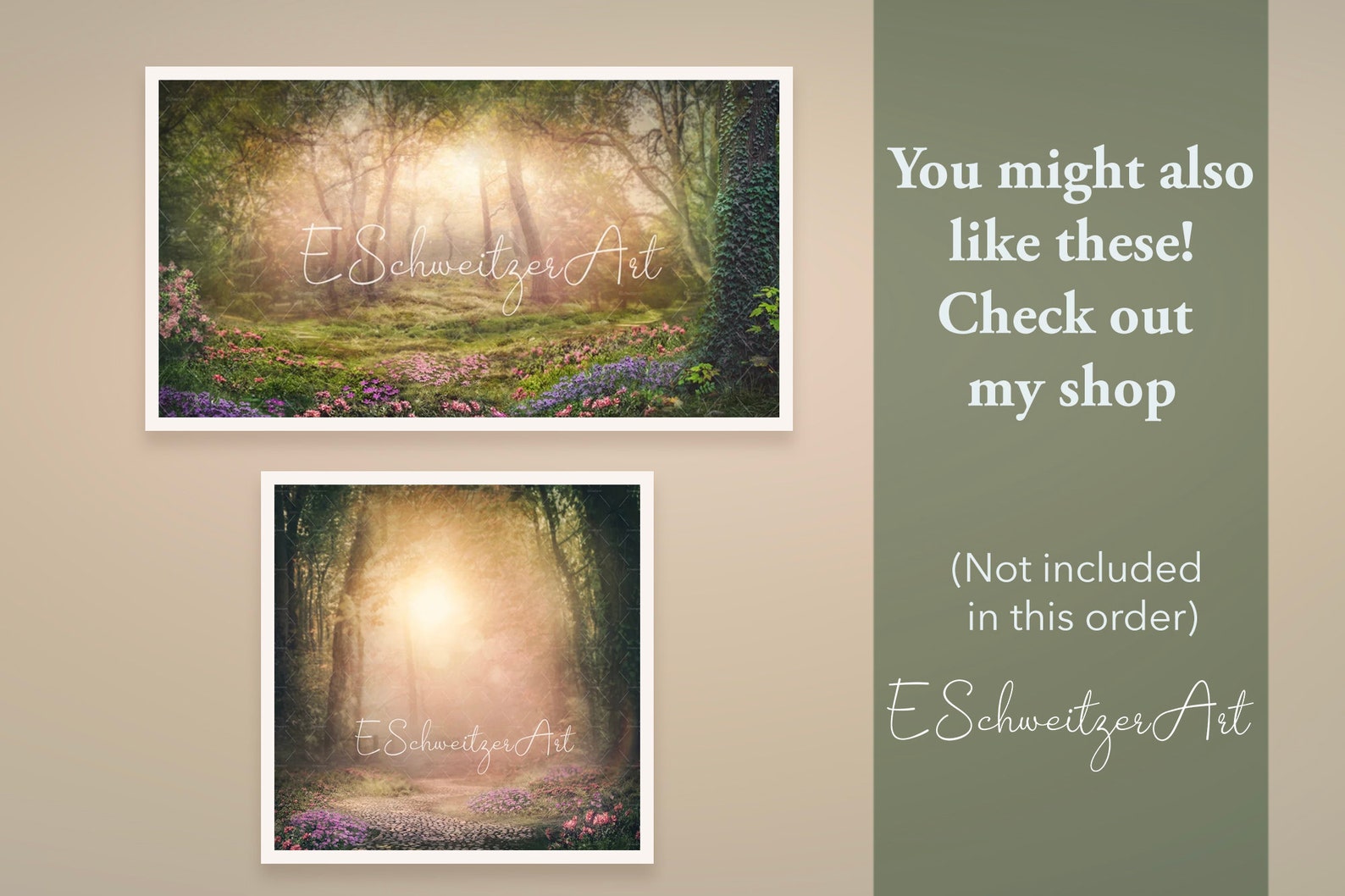 Enchanted Forest Background With Lanterns. Digital Magical Backdrop ...