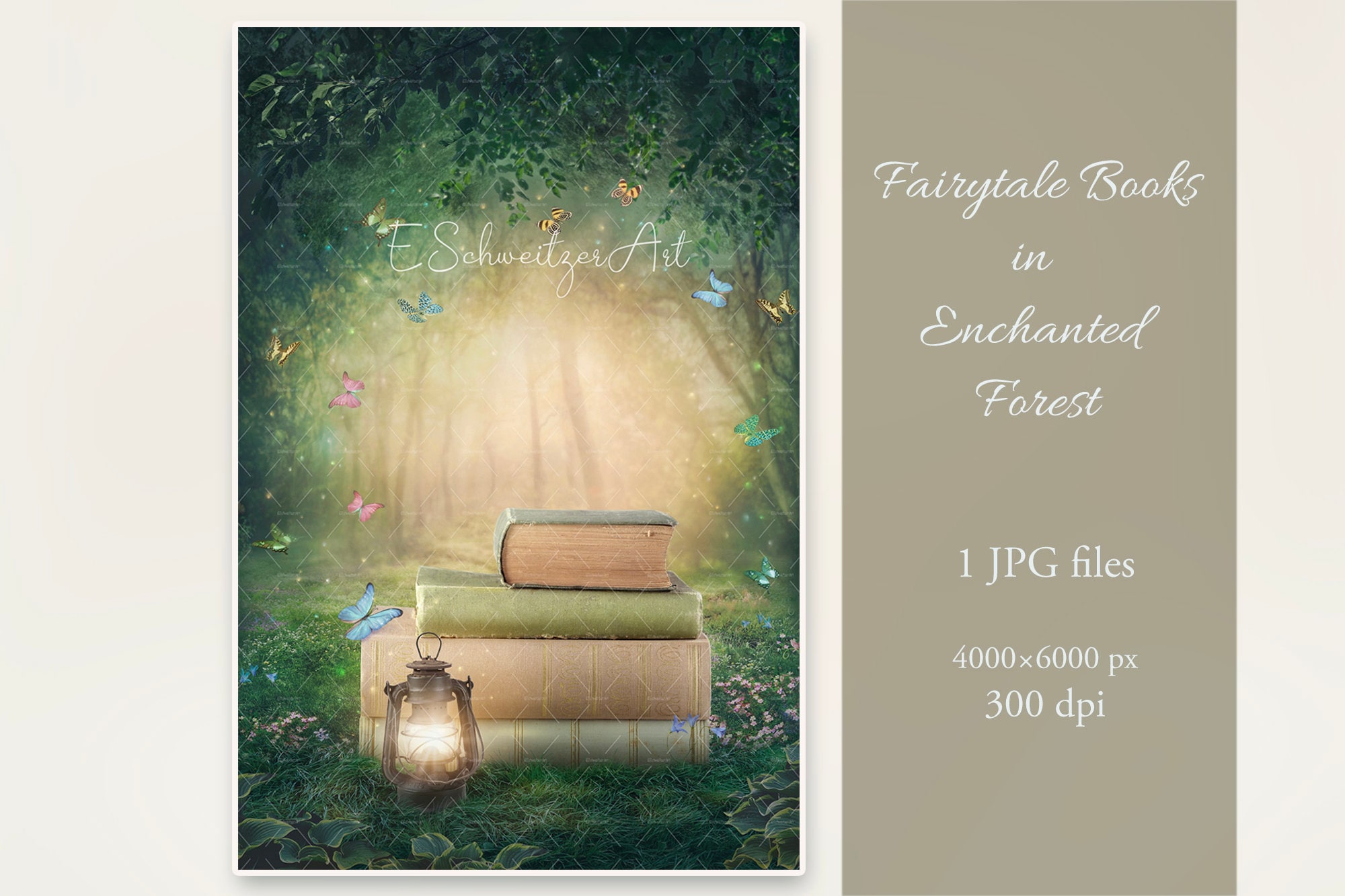 Fairy Tale Books in Enchanted Forest. Magic Wood Digital Backdrop for ...