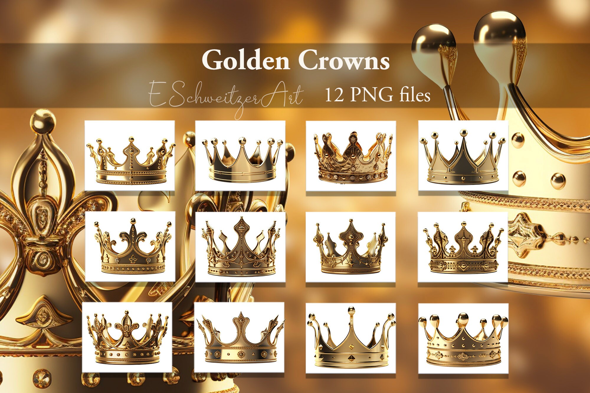 Prince Golden Crowns Photo Overlay. 12 PACK. PNG Files. Digital ...