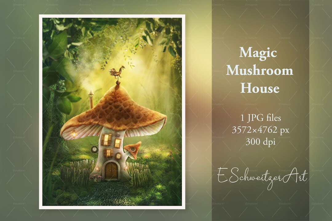 Magic Mushroom House for Little Fairies. Fantasy Digital Art Background ...
