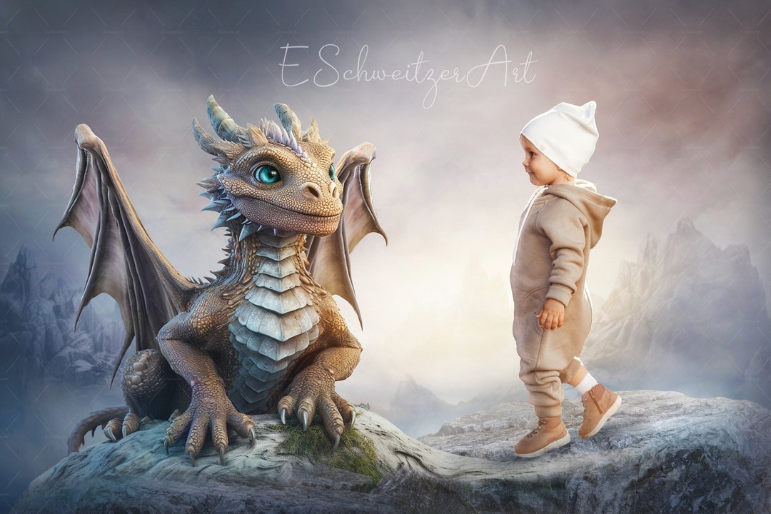 Fantasy Baby Dragon. Mystical Magic Digital Backdrop for Photographers ...