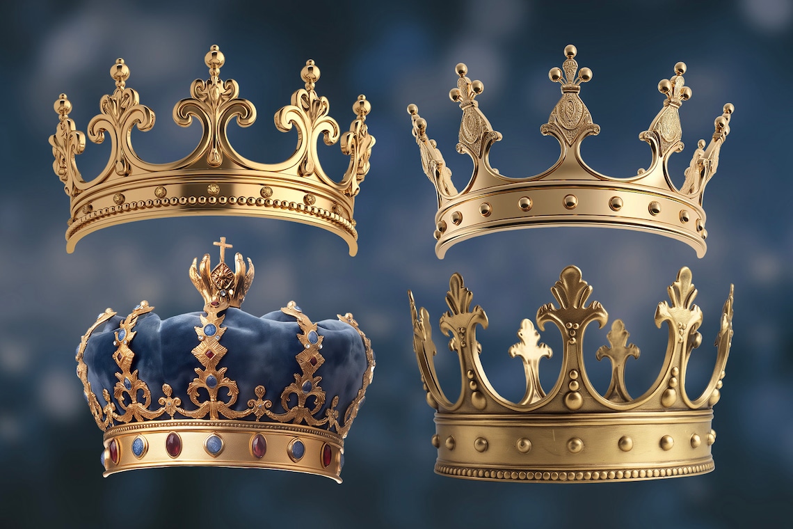 King Golden Crowns Photo Overlay. 15 PACK. Royal Medieval Crown. PNG ...