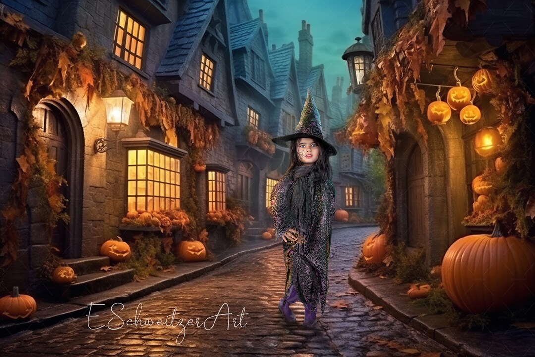 Magic Halloween Pumpkin Street Digital Backdrop for Photographers ...