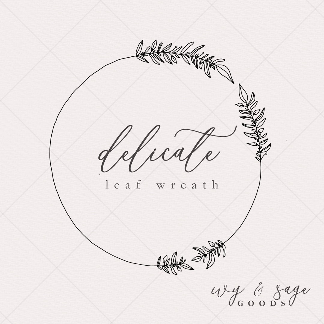Delicate Leaf Wreath Line Art, Botanical PNG Clipart (digital Download ...