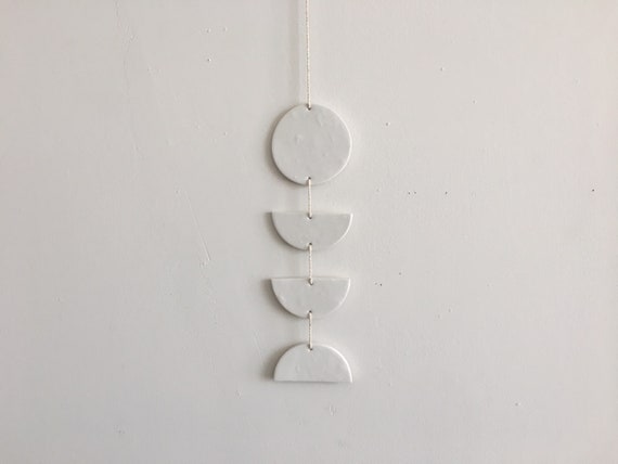 Sun Moon Boho Clay Mobile // White Clay Mobile Wall Hanging | Etsy