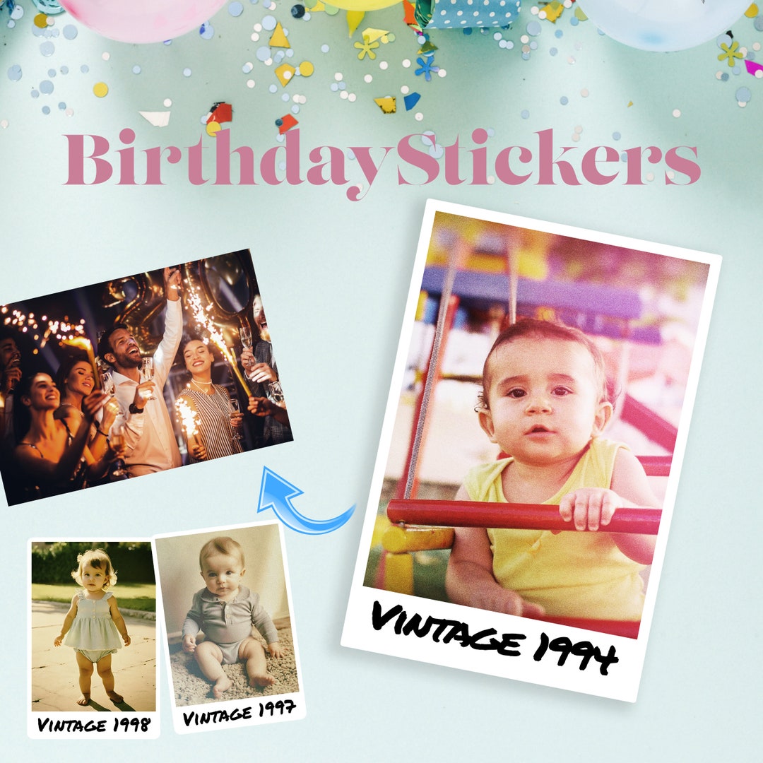 Custom Birthday Stickers, Custom Photo Stickers, Custom Party Favors ...