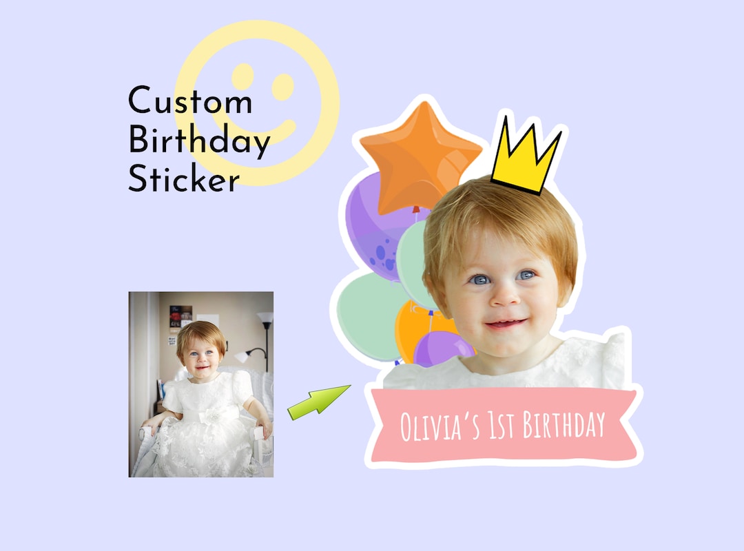 Custom Face Birthday Sticker, Personalized Photo Stickers - Etsy
