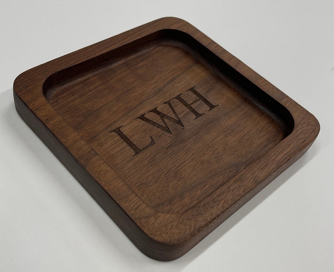 Personalized Wood Tray, Black Walnut, Key, Change, Candy, Keepsake ...