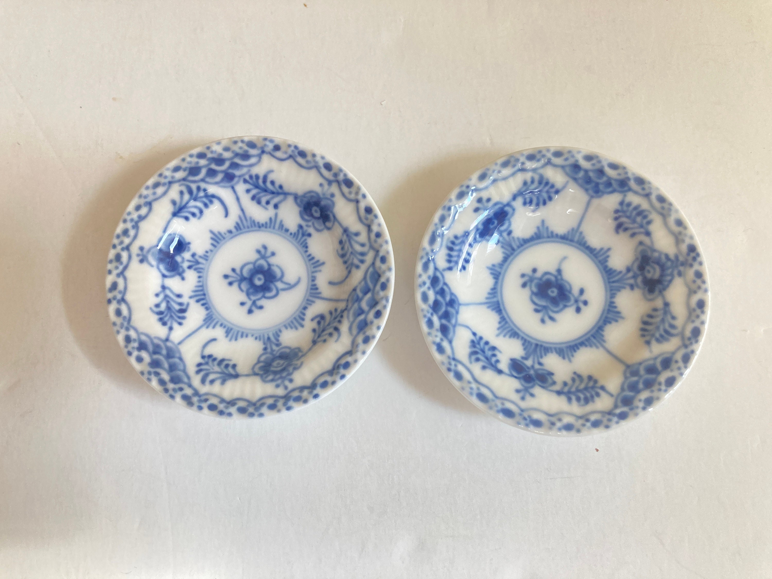 2x Royal Copenhagen Blue Fluted Half Lace Butter Pads, No.504, First ...