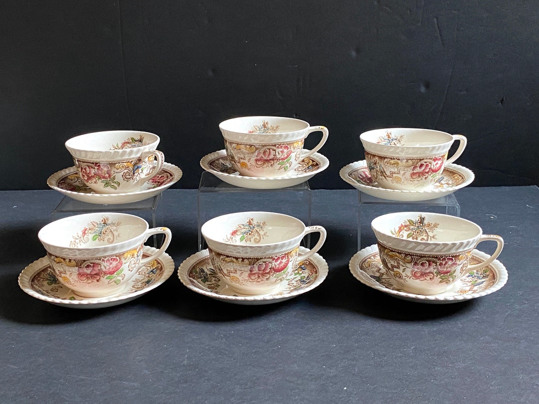 JOHNSON BROTHERS England Ironstone Devonshire Pattern Teacup and Saucer ...