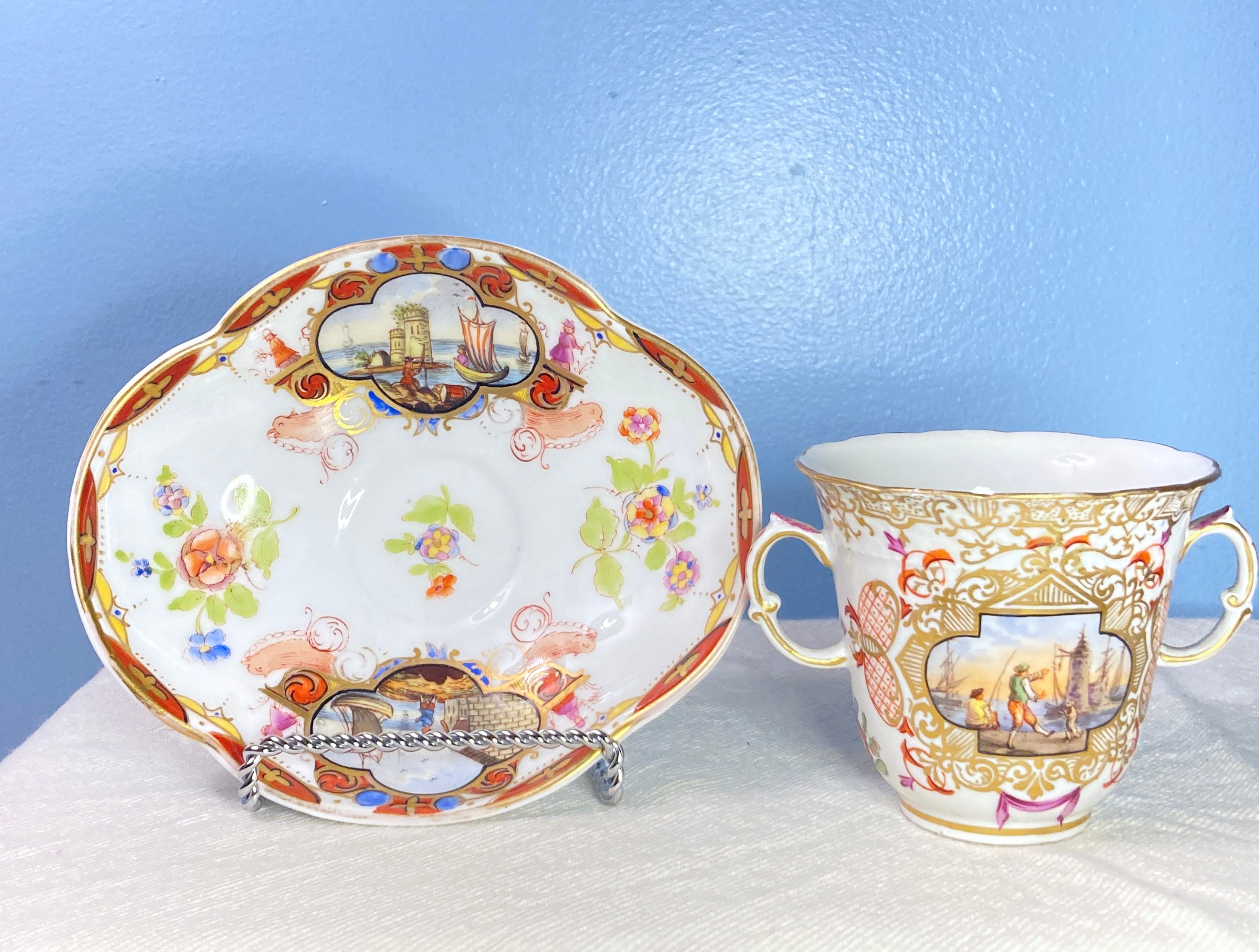 Rare Meissen Augustus Rex ar Mark for Helena Wolfsohn Nautical Cup and ...