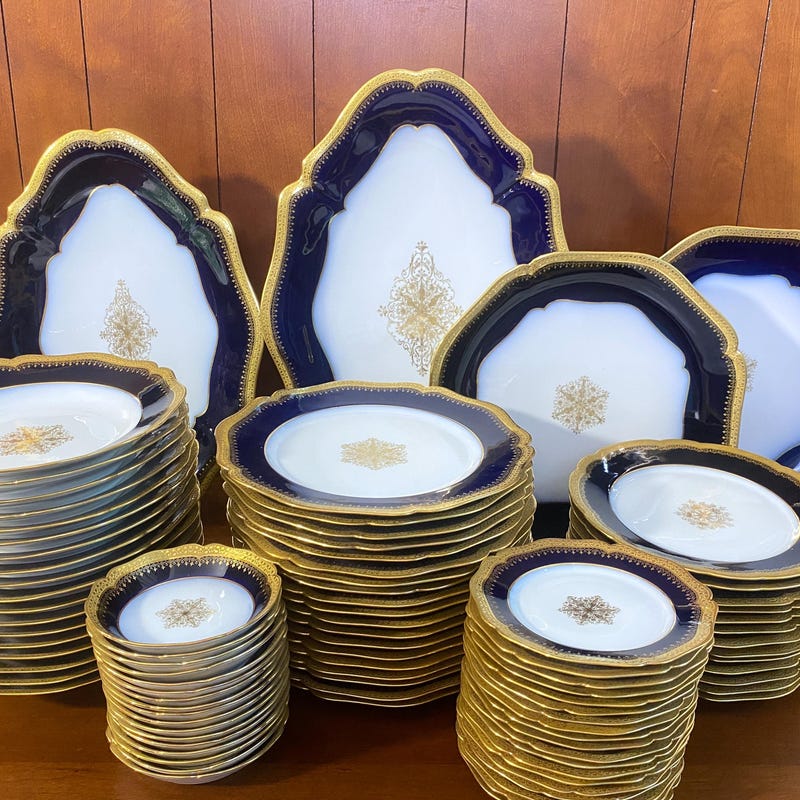 Antique Blue Dinner Service - Etsy