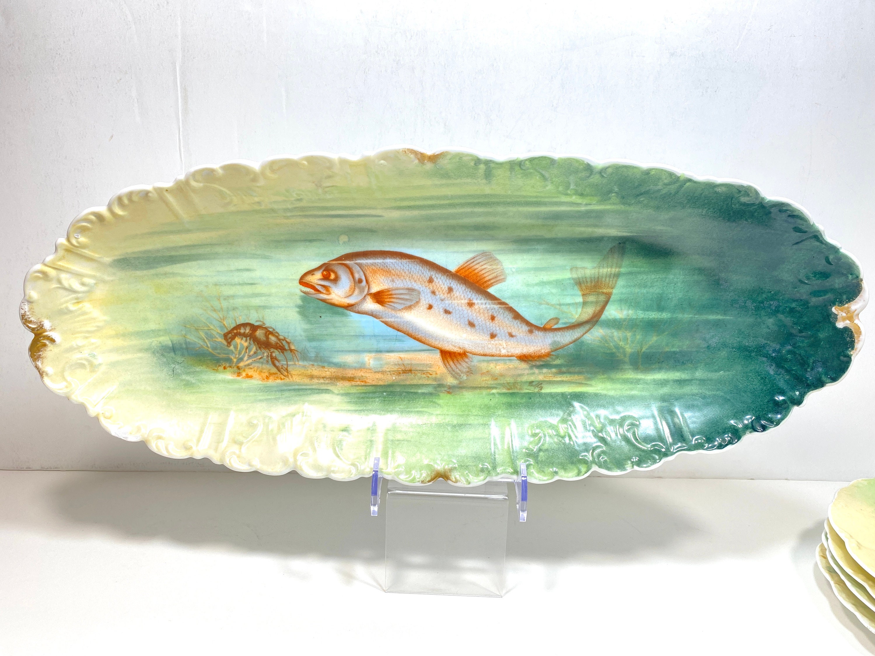 Rare Limoges France Fish Service Set, 13 Pcs,1 Large Oval Platter 20 1/ ...