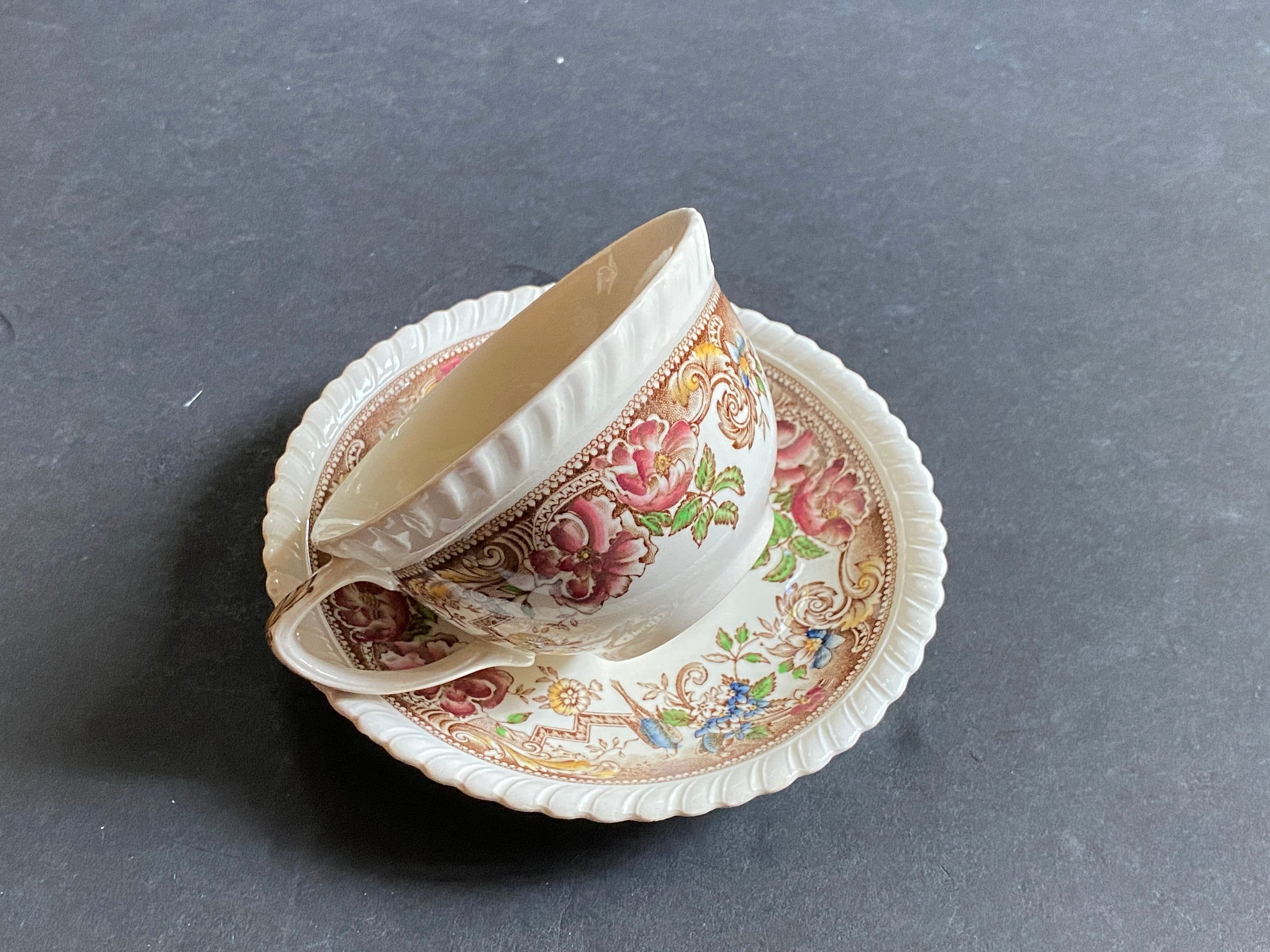 JOHNSON BROTHERS England Ironstone Devonshire Pattern Teacup and Saucer ...