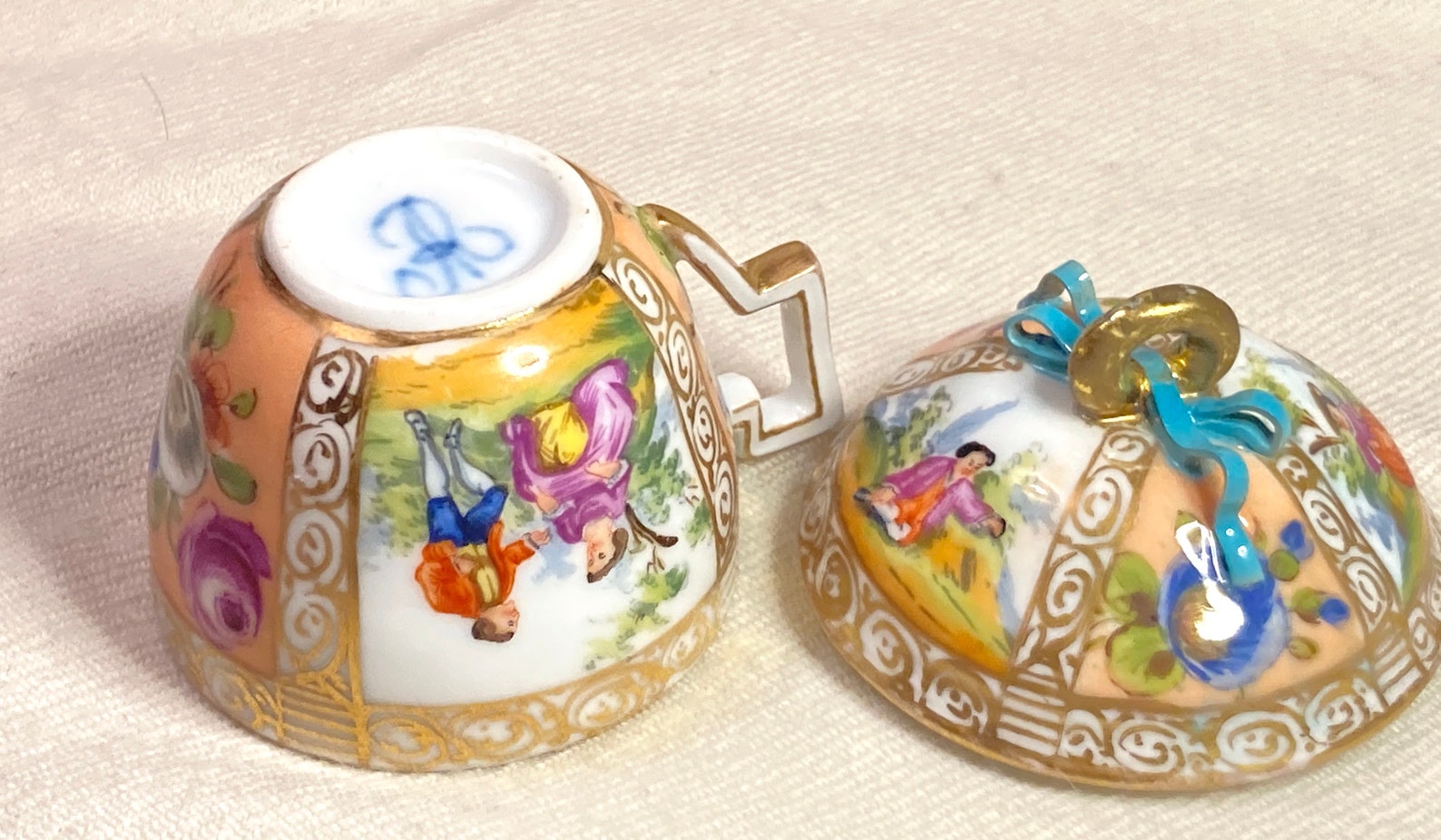 Rare! Meissen Augustus Rex "ar" Mark Porcelain Custard Cup, for Helena ...