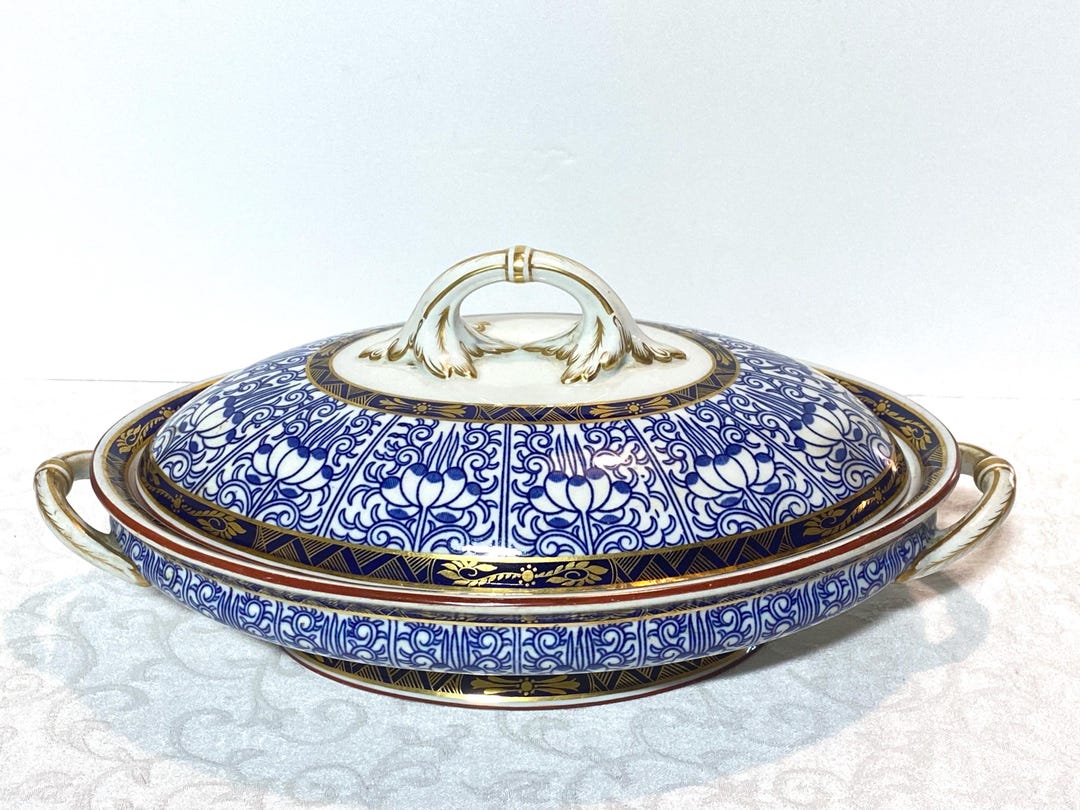 Antique Royal Worcester Porcelain Lidded Tureen: Blue and White Royal ...