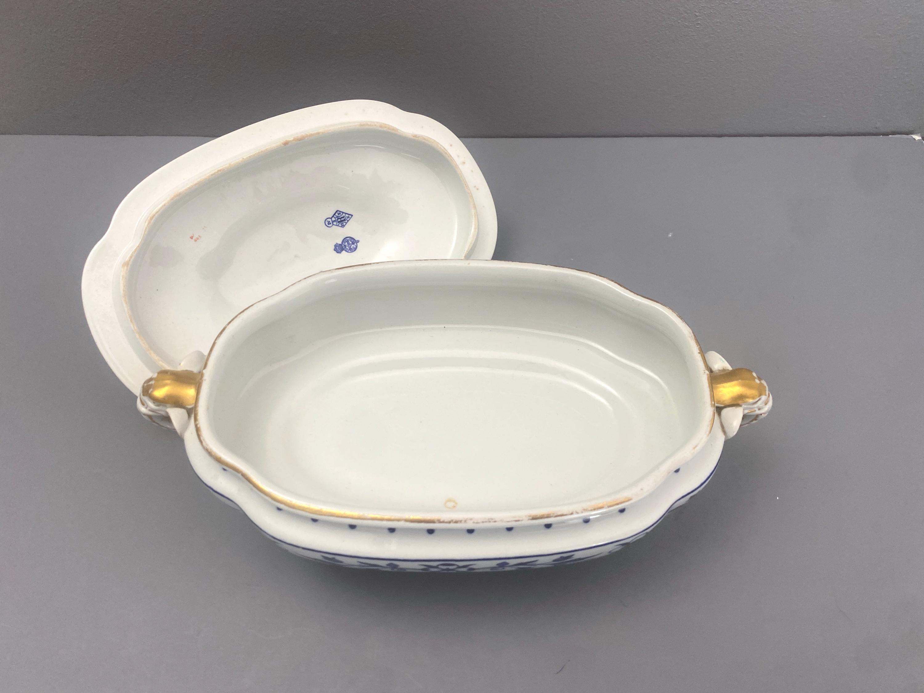 Royal Worcester Blue and White Porcelain Lidded Tureen, Gilt, Ca.1880s ...