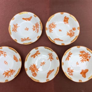 Set of 5 Herend Queen Victoria "fortuna Rust" Oatmeal Bowls, 330 VBOH ...