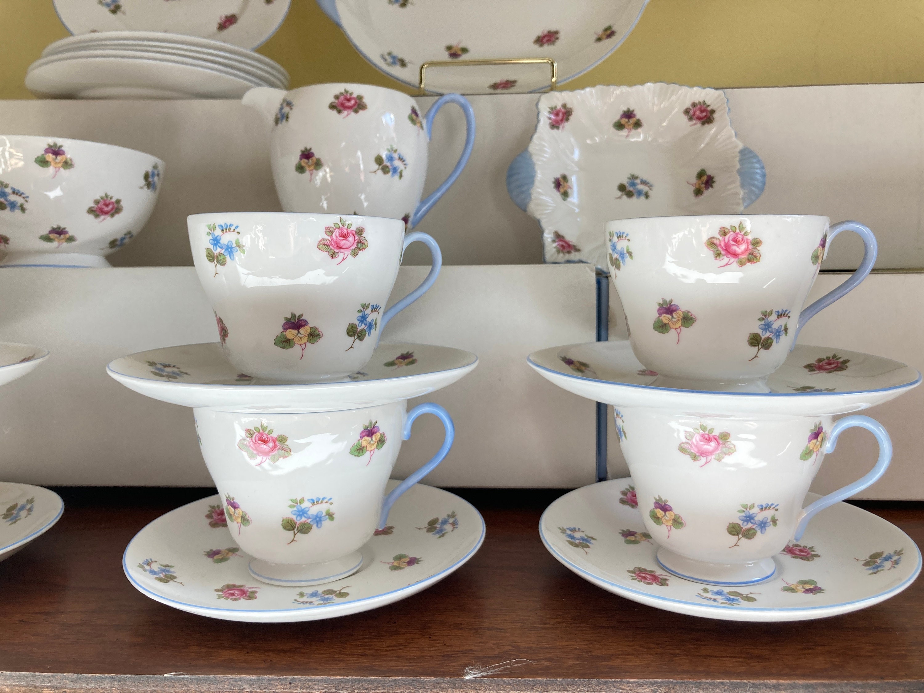 England Shelley Porcelain rose Pansy, Forget-me not Tea Service, Teacup ...