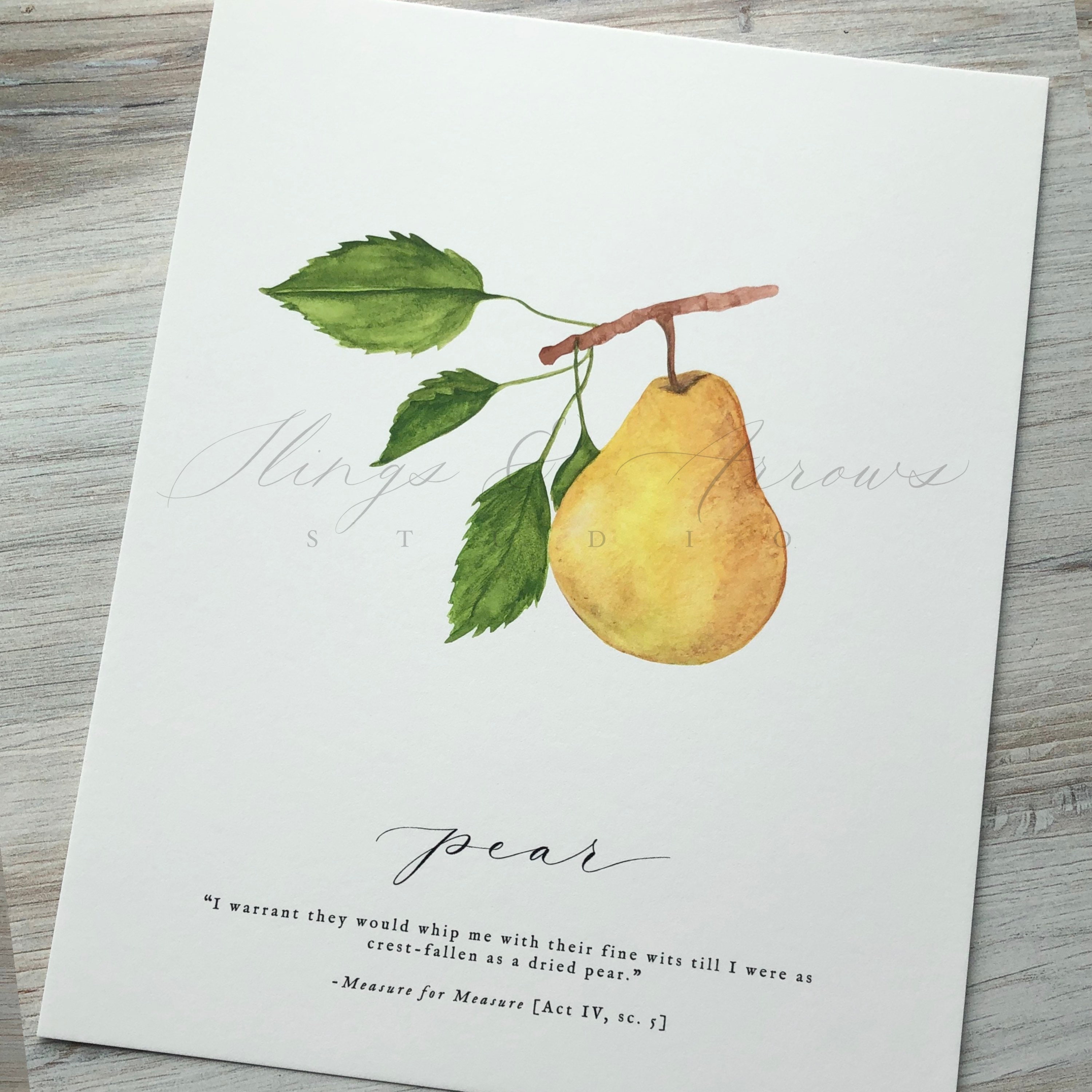 Shakespeare Garden: Pear Kitchen Art Watercolor Painting - Etsy