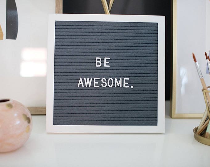 Letter Board | Gray Felt White Wood Frame | 10X10 | Message Board ...