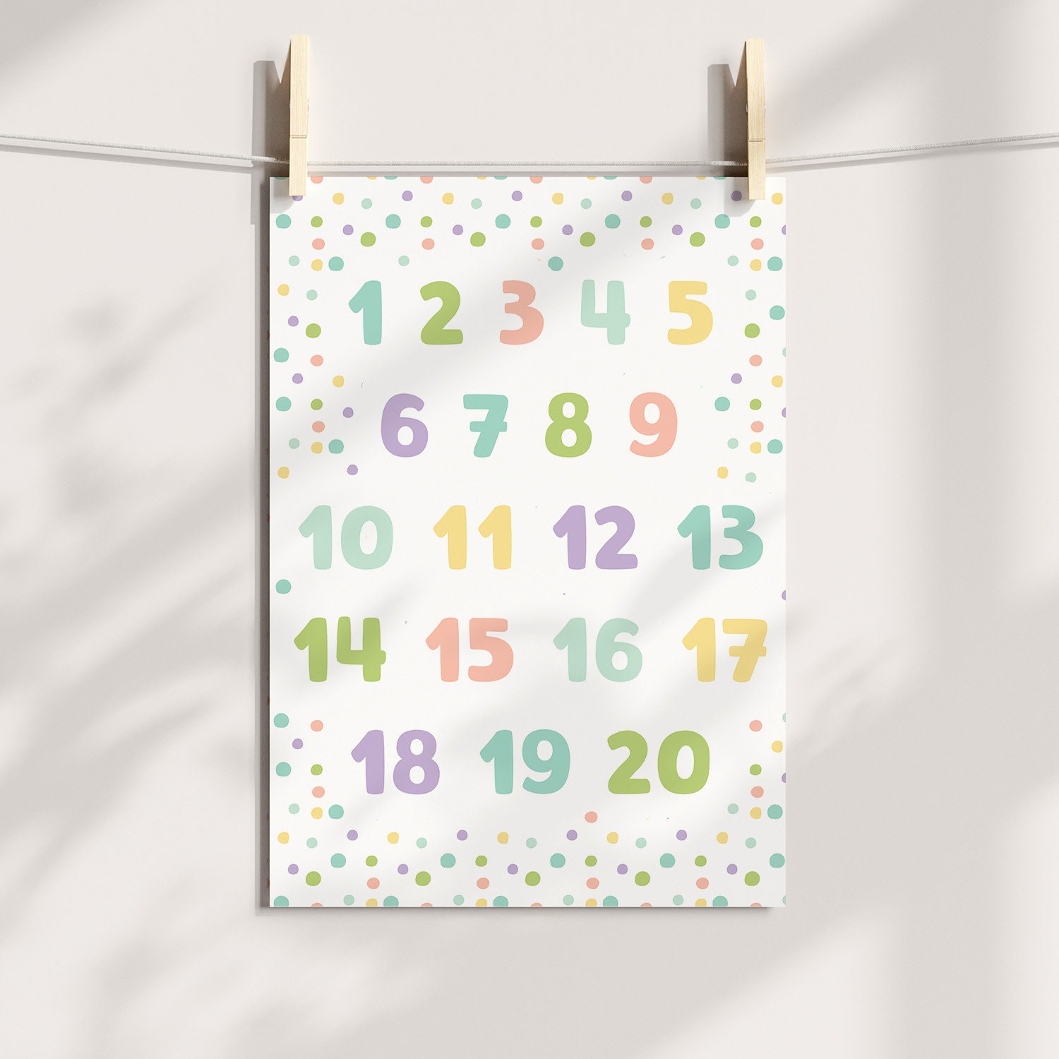 Learning Numbers 1-20 Educational Poster Pastel Polkadot - Etsy