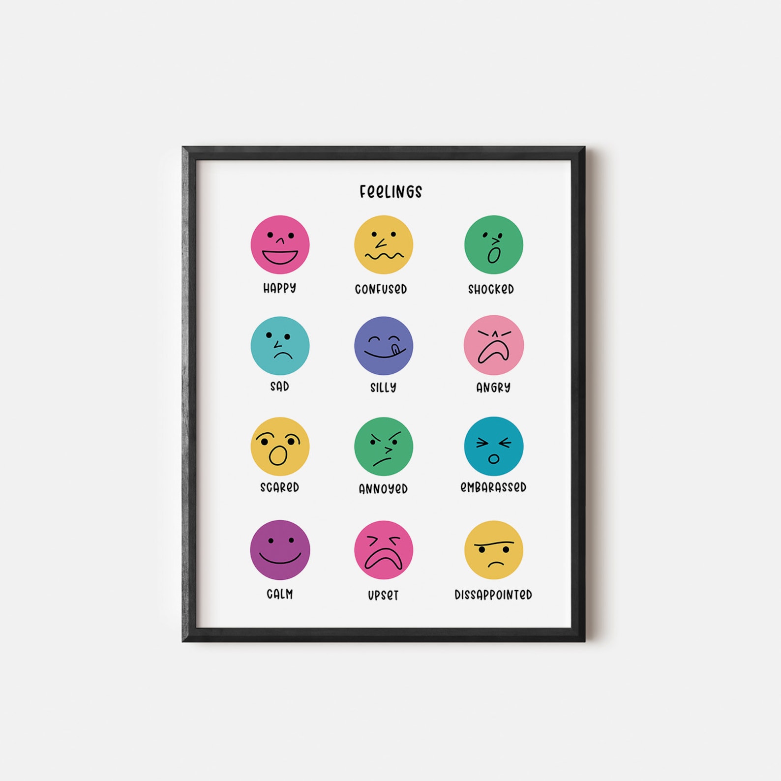 Rainbow Feelings Chart, Emotions Print, PRINTABLE Wall Art, Montessori ...