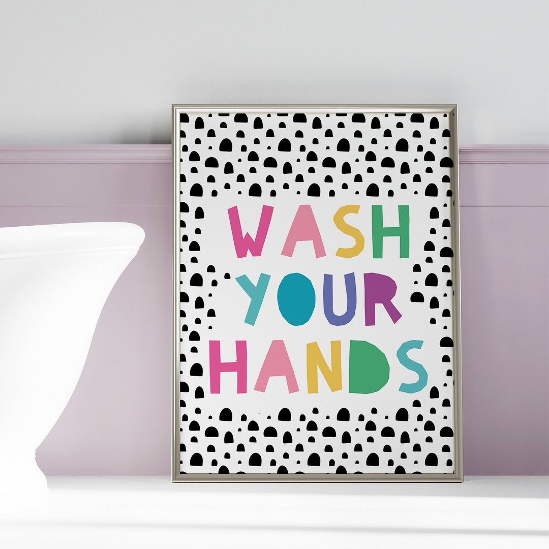 Wash Your Hands Print, Kids Bathroom Poster, Printable Wall Art ...