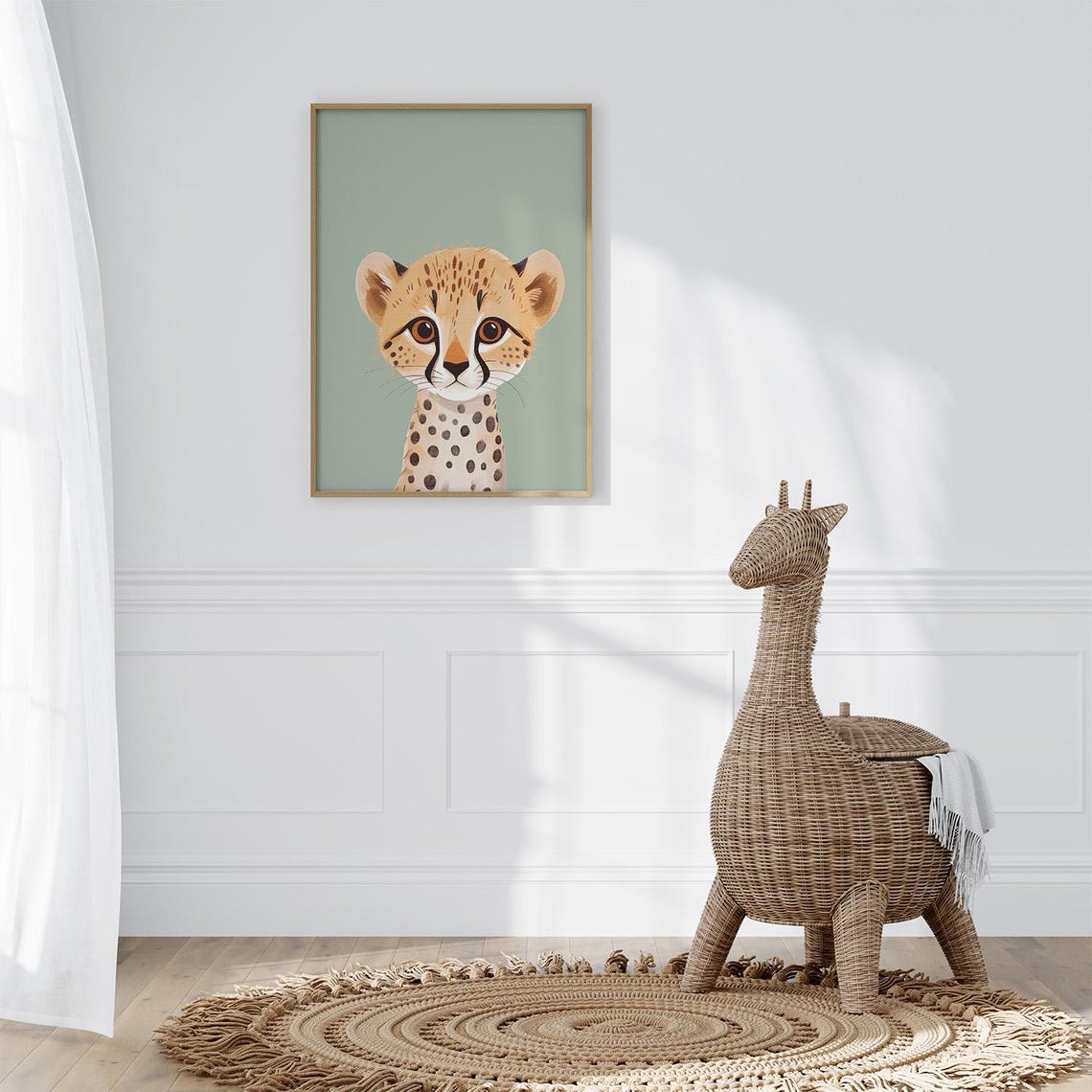 Green Cheetah Printable Woodland Nursery Art, Digital Download, Baby ...