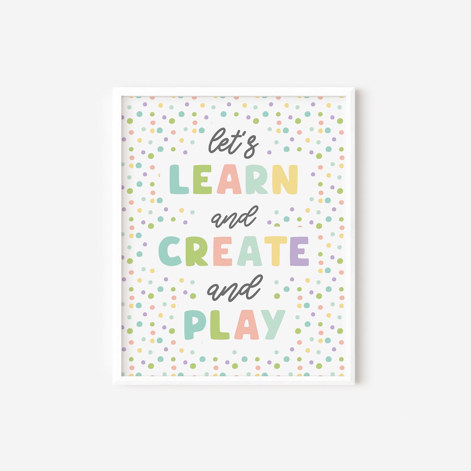 Lets Learn and Create and Play Digital Art Print, Pastel Kids Playroom ...