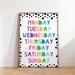 Rainbow Days of the Week, Playroom Educational Poster, Rainbow Nursery ...