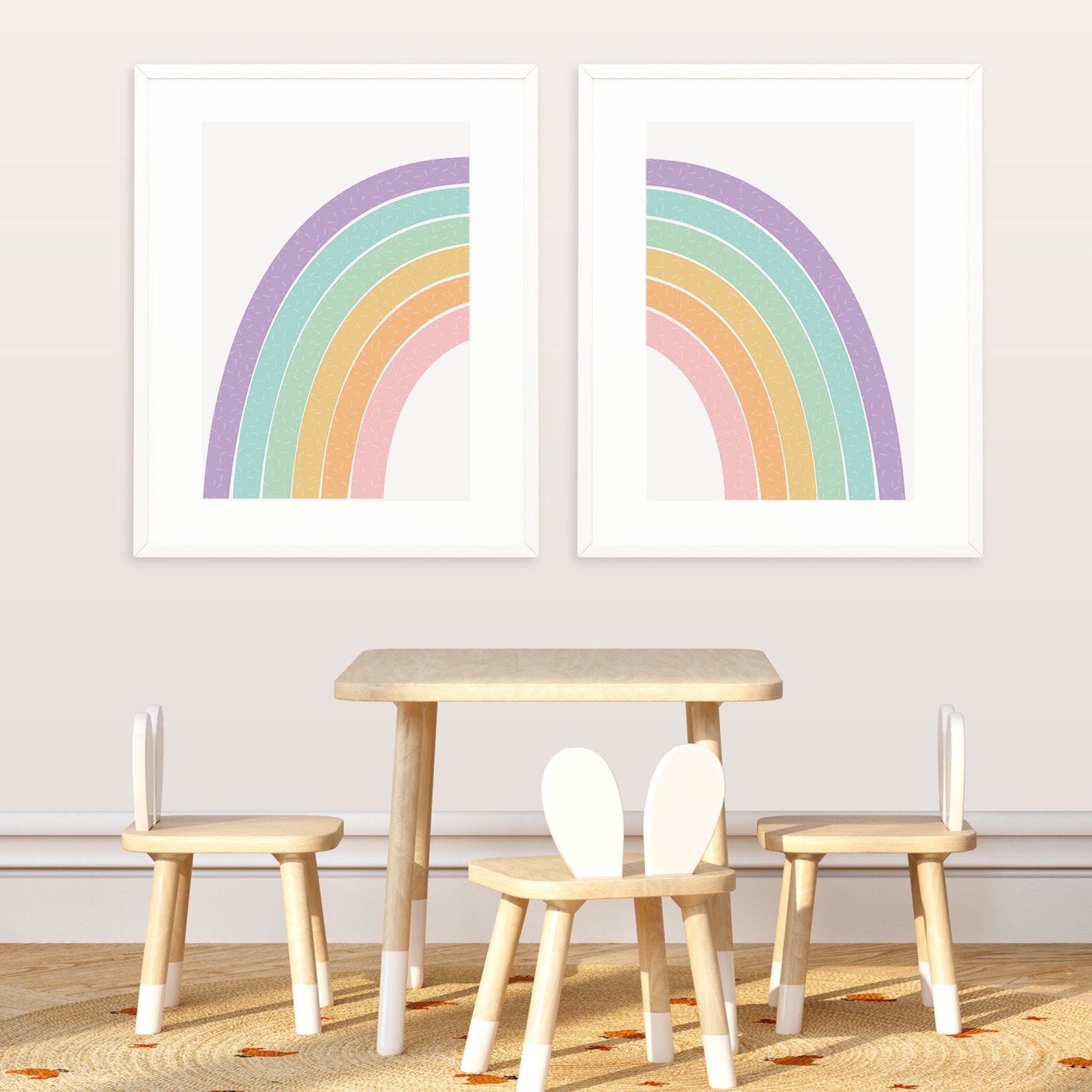 Pastel Nursery Rainbow Print Set of 2 Prints, Rainbow Kids Room Art ...