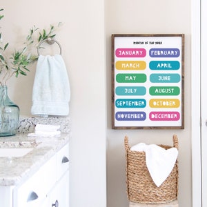 Rainbow Months of the Year Poster, Playroom Educational Poster, Rainbow ...