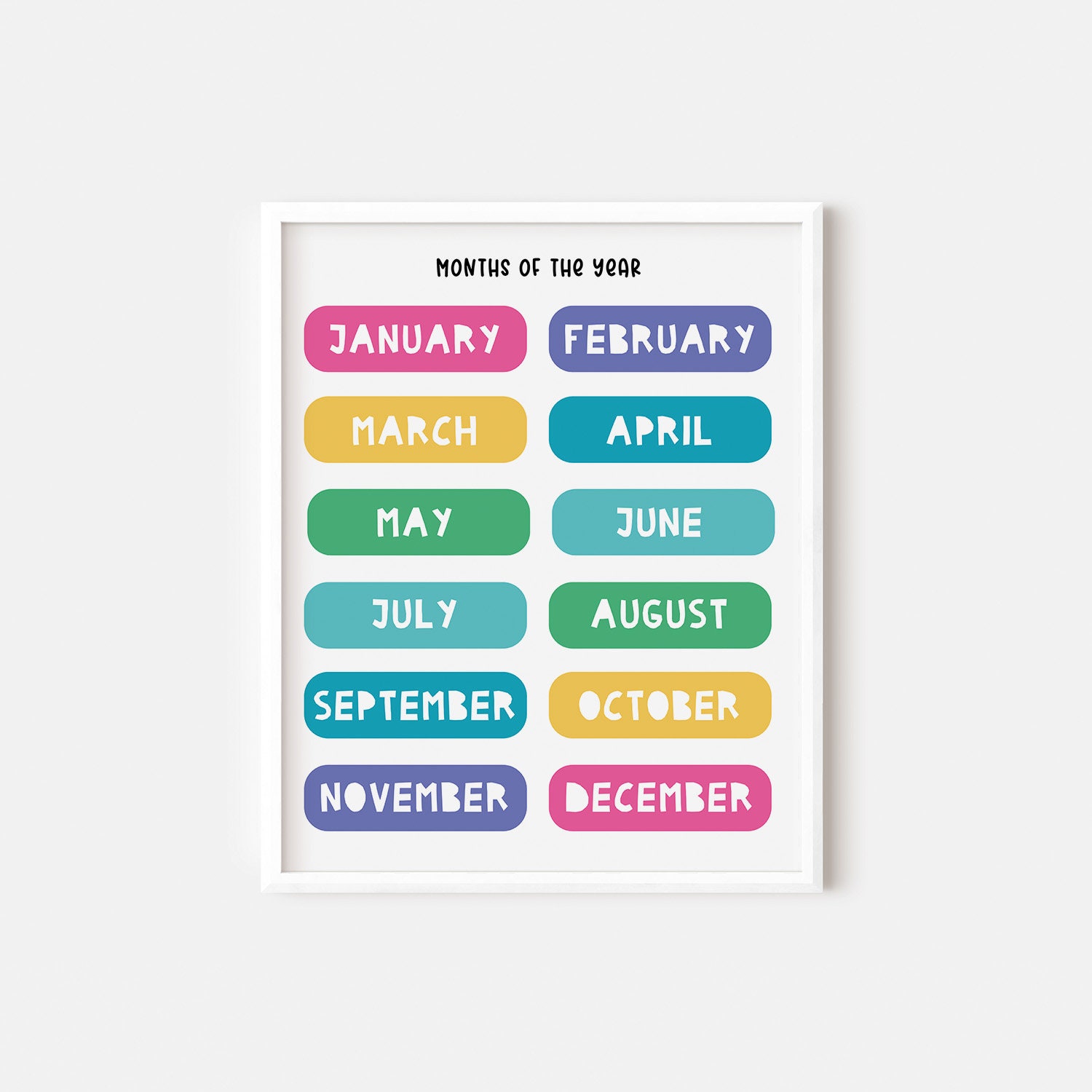 Rainbow Months of the Year Poster Playroom Educational - Etsy