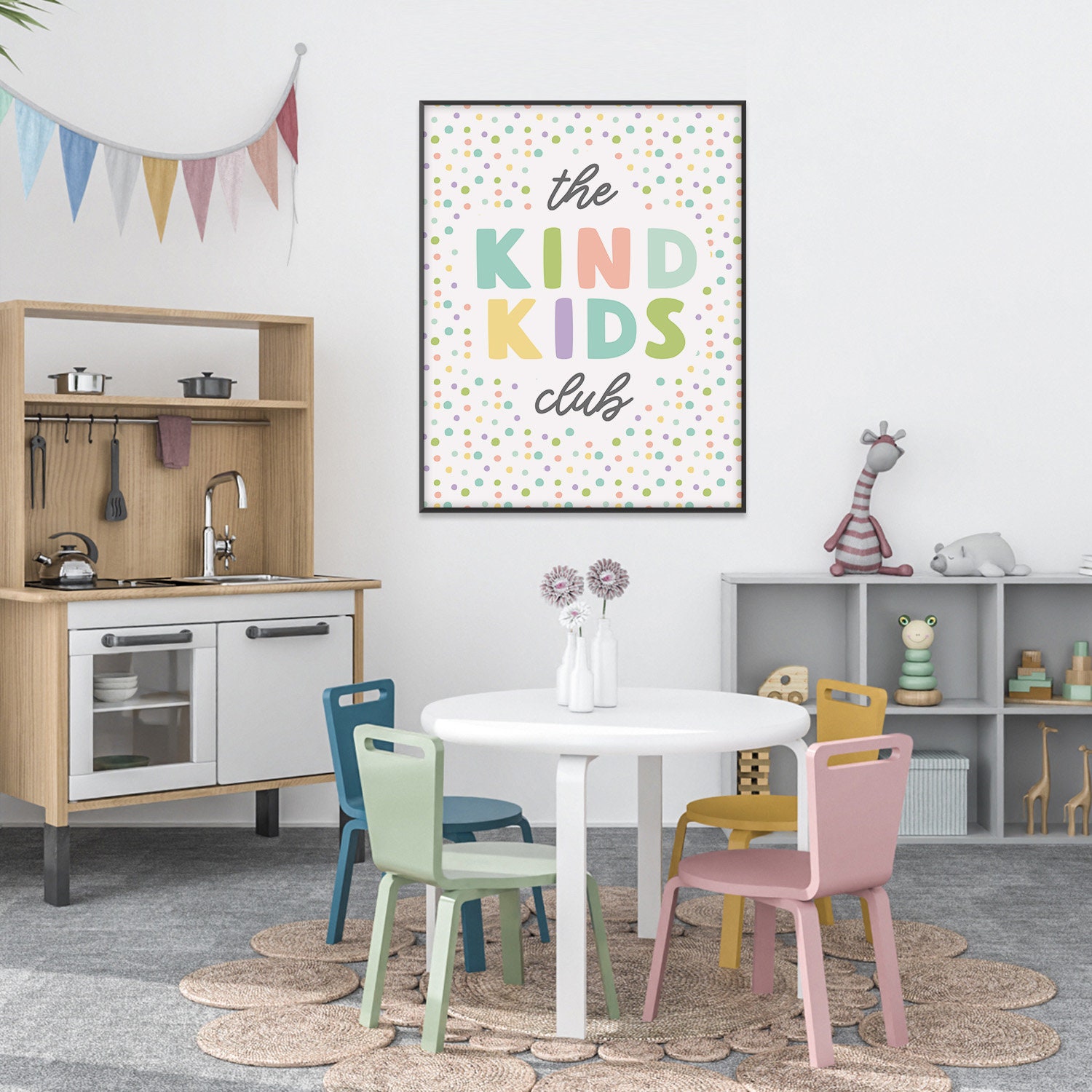 The Kind Kids Club Printable Polkadot Playroom Poster, Pastel Kids ...