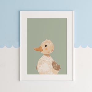 Cute Green Duck Printable Farm Animal Art, Kids Room Watercolor ...