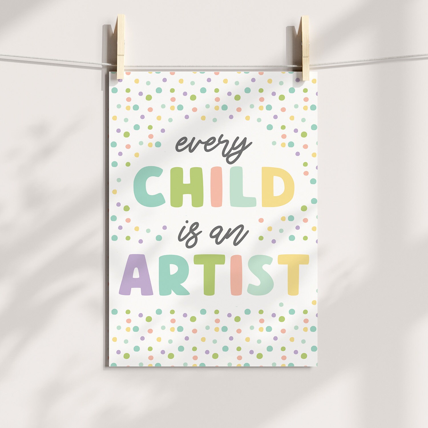 Every Child is an Artist Polkadot Playroom Print Pastel Kids - Etsy