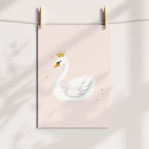 Blush Pink Princess Swan Nursery Printable, Coquette Aesthetic, Preppy ...