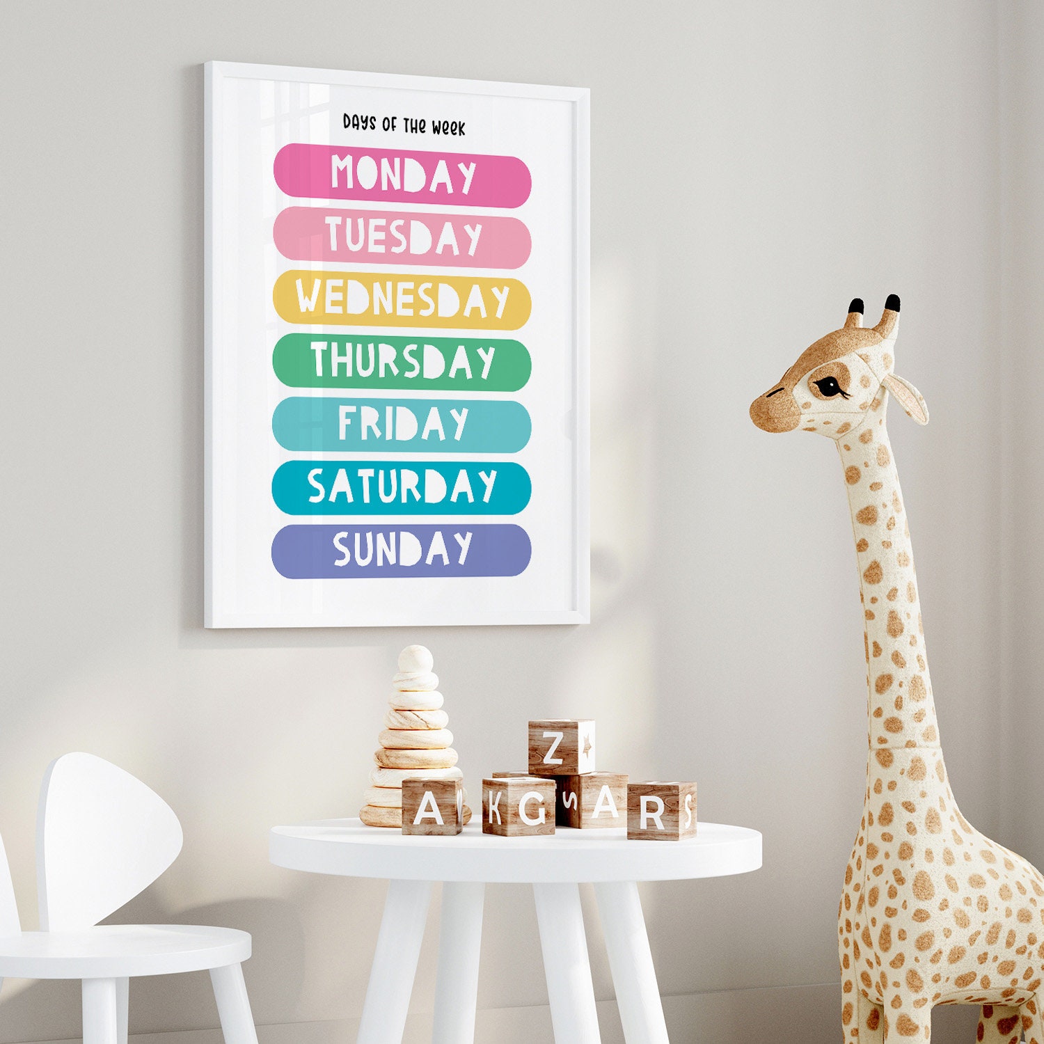 Rainbow Days of the Week Poster, Printable Educational Wall Art ...